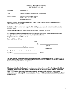 Fillable Online 1 Mandatory Pre-Bid Conference: A mandatory pre ...