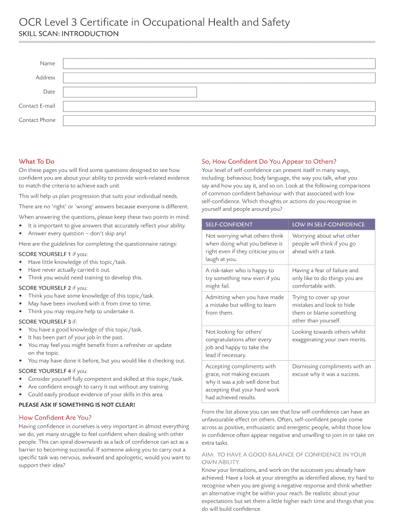 Fillable Online OCR Level 3 Certificate in Occupational Health and Safety Fax Email Print ...
