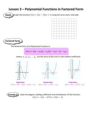 Fillable Online Lesson 3 Polynomial Functions in Factored Form Fax ...