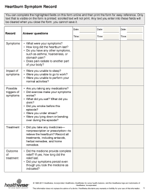 Fillable Online Heartburn Symptom Record - eMedicineHealth Fax Email ...