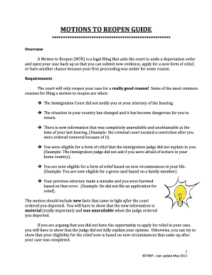 Fillable Online MOTIONS TO REOPEN GUIDE Fax Email Print - pdfFiller