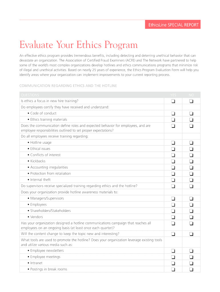 Fillable Online EthicsLine SPECIAL REPORT Fax Email Print - pdfFiller