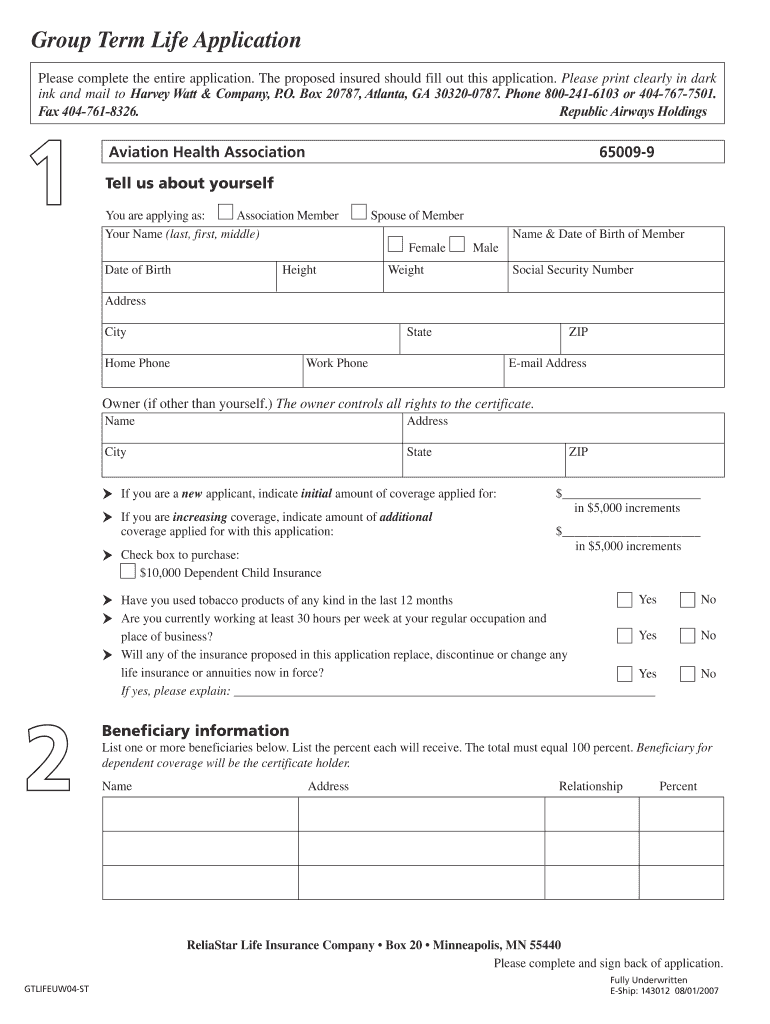 Fillable Online To print a second application - Harvey Watt & Co. Fax ...