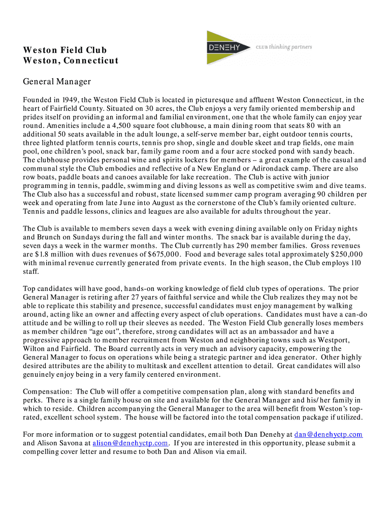 Fillable Online Weston Field Club Fax Email Print - pdfFiller