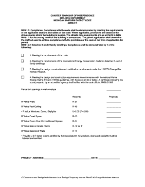 Fillable Online Michigan Uniform Energy bCodeb Zone 1 - bIndependenceb ...