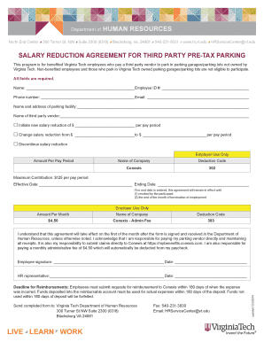 Fillable Online SALARY REDUCTION AGREEMENT FOR THIRD PARTY PRE-TAX ...