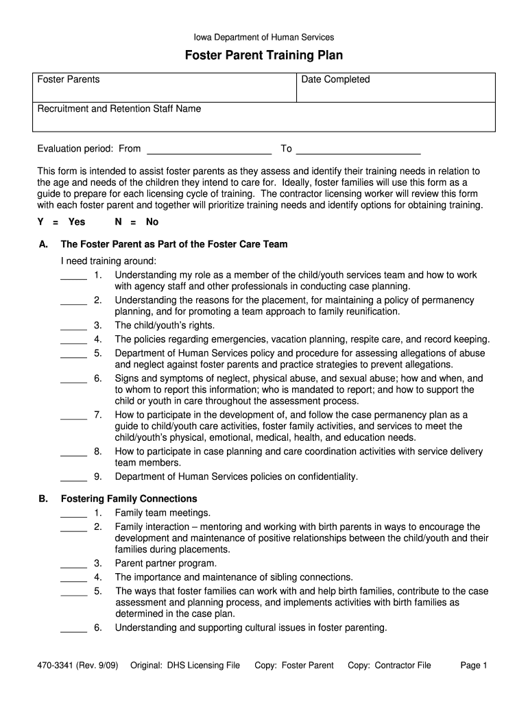 Fillable Online ifapa 470-3341 Foster Parent Training Plan - IFAPA - ifapa Fax Email Print ...