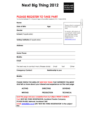 Fillable Online NBT REGISTRATION FORM.pdf - The Big Idea Fax Email ...