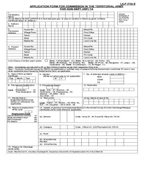 Fillable Online APPLICATION FORM FOR COMMISSION IN THE TERRITORIAL ARMY ...