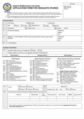 Fillable Online bank emu edu Graduate application form - Department of ...