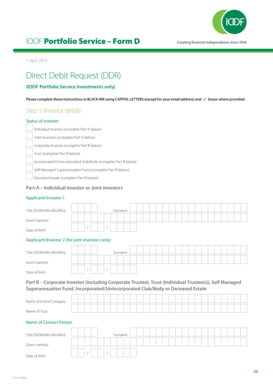 Fillable Online Direct Debit Request (DDR) - IOOF Holdings Limited ...