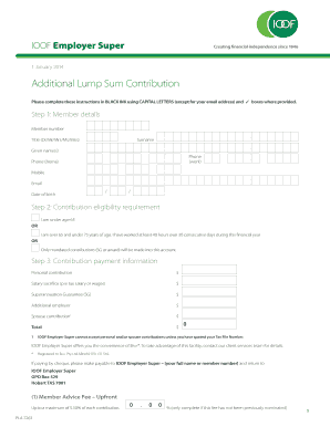 Fillable Online Additional Lump Sum Contribution - IOOF Fax Email Print - pdfFiller
