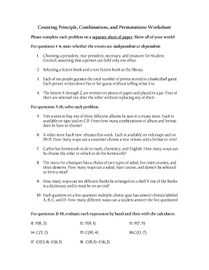 Fillable Online counting principle and permutations and combinations ...