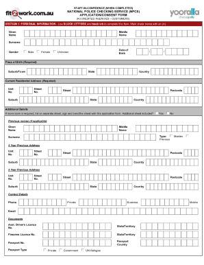Fillable Online National Police Check Consent Form 2012 - Legal Aid NSW ...