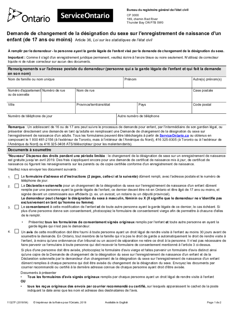 Fillable Online Demande de changement de la ... - forms.ssb.gov.on.ca Fax Email Print - pdfFiller