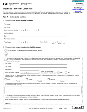 Fillable Online Disability Tax Credit Certificate - Yale PGC Fax Email ...