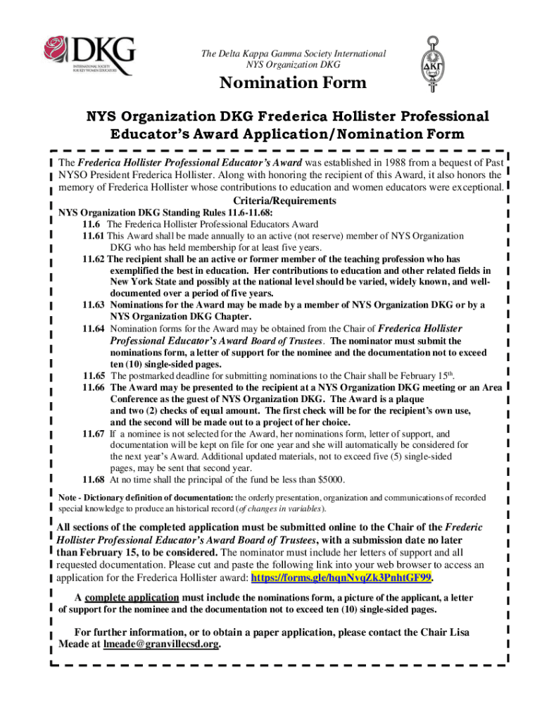 Fillable Online NYS Organization DKG Nomination Form Fax Email Print ...