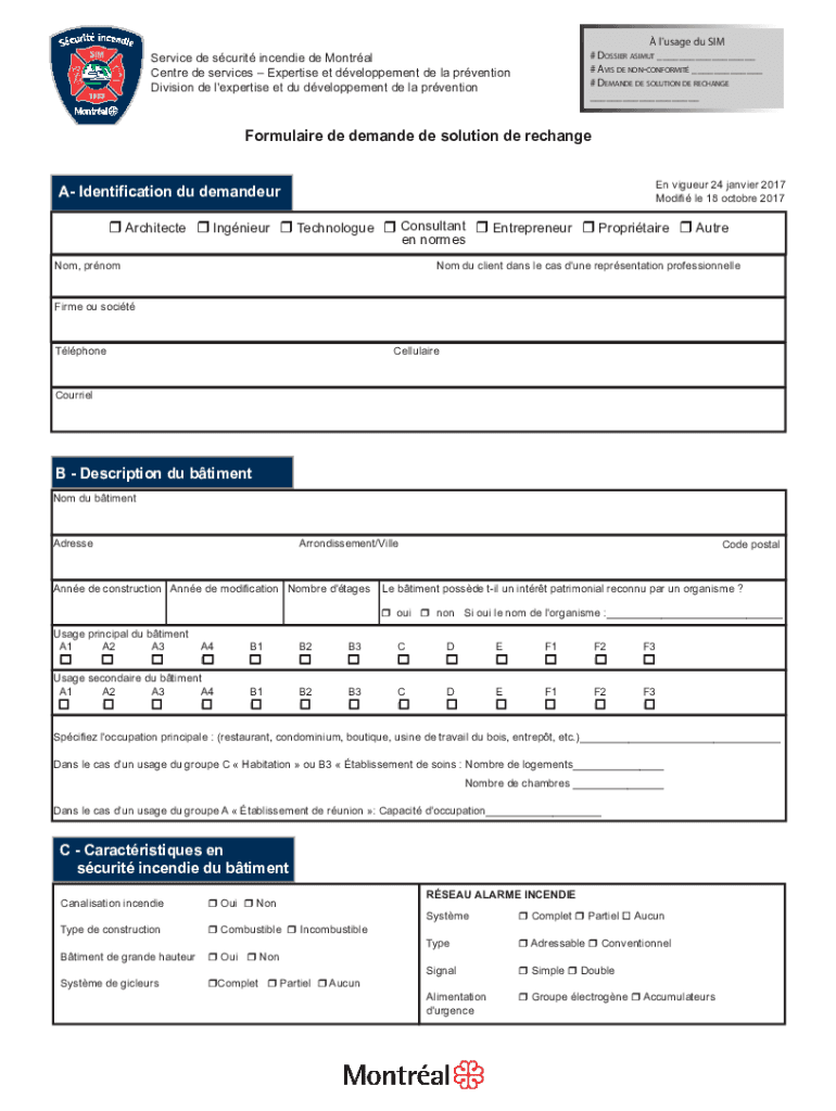 Fillable Online Formulaire de demande de solution de rechange ...