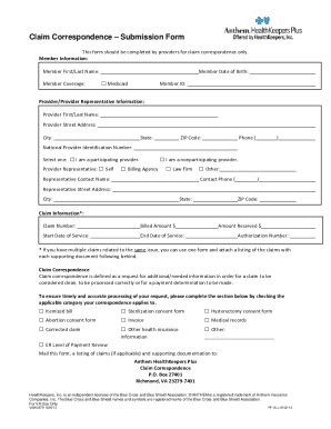 Fillable Online Claim CorrespondenceSubmission Form Fax Email Print ...