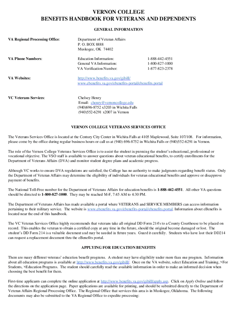 Fillable Online Veterans Health Benefits Handbook - VA.govVeterans ...