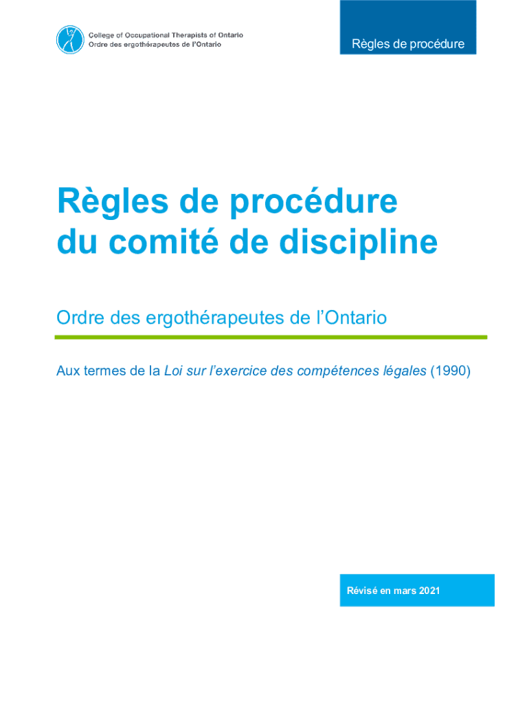 Fillable Online Rgles de procdure du comit de discipline Fax Email ...