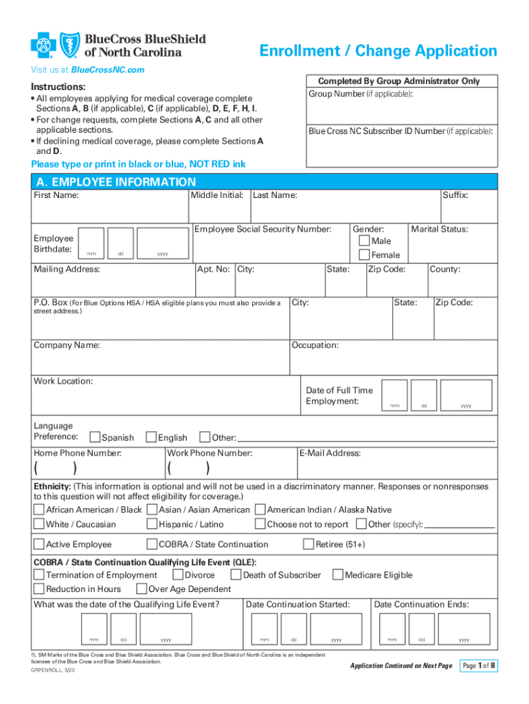 Fillable Online Commercial Group Health Insurance Application/Change Form ... Fax Email Print ...