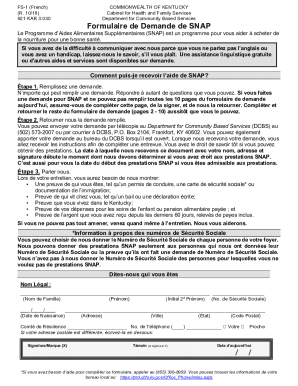 Fillable Online Form FS-1 "Application for Snap" - Kentucky ...