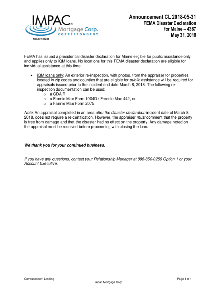 Fillable Online FEMA Disaster Declaration Update for California ...