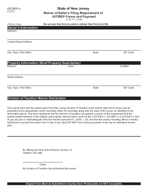 Fillable Online NJ Division of Taxation - FAQs on GIT Forms ... - State ...