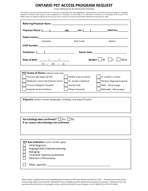 Fillable Online Ontario PET SCAN Access Program Request - CCO Health ...