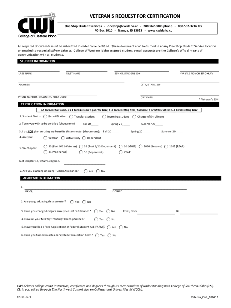 Fillable Online All Program and Classes CWI Fax Email Print - pdfFiller