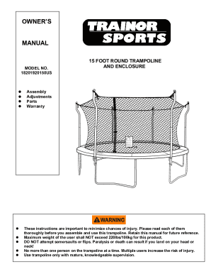 Fillable Online Kahuna trampoline assembly instructions - United States ...