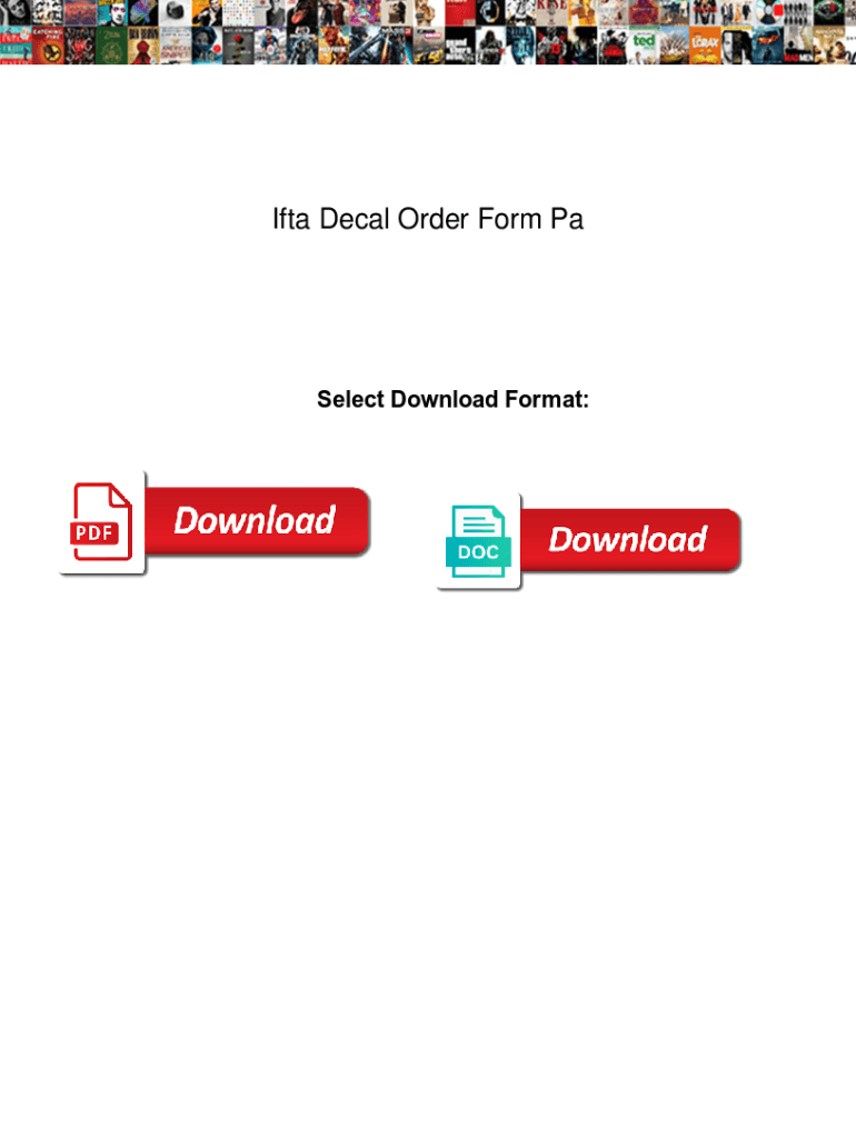 Fillable Online Ifta Decal Order Form Pa groove. Ifta Decal Order Form ...