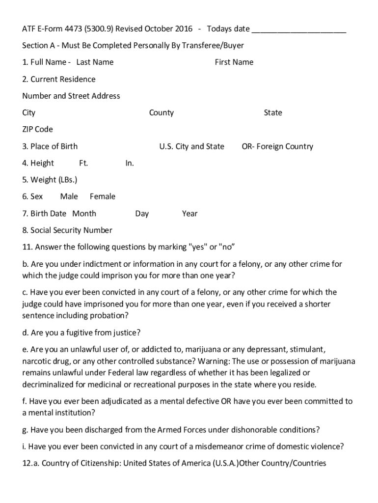 Fillable Online DoJ ATF E-Form 4473 2020-2022 - Fill and Sign Printable ...