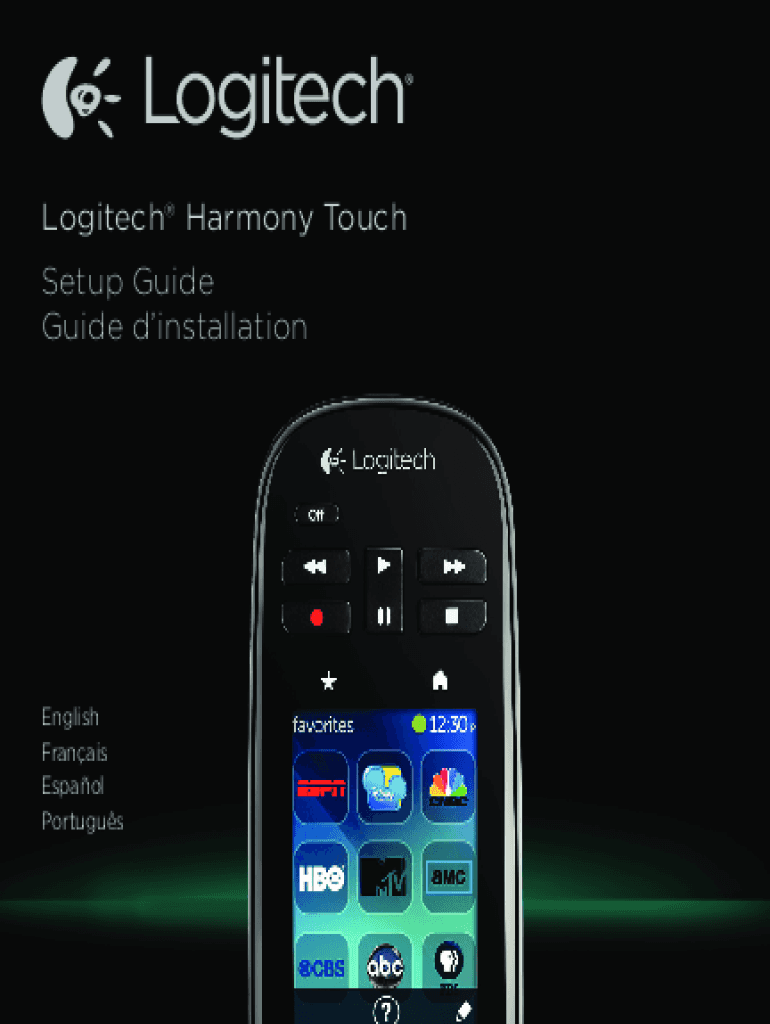 Fillable Online Logitech Harmony Touch Setup Guide Guide d'installation ...