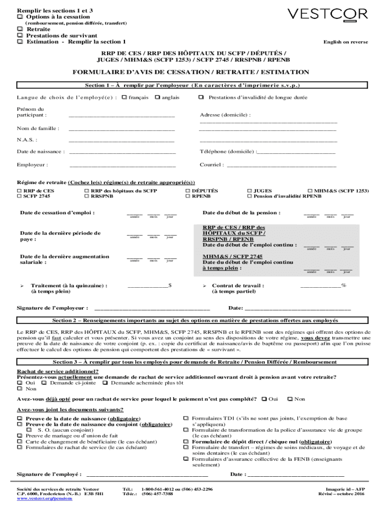 Fillable Online United Nations Joint Staff Pension FundCessation de ...