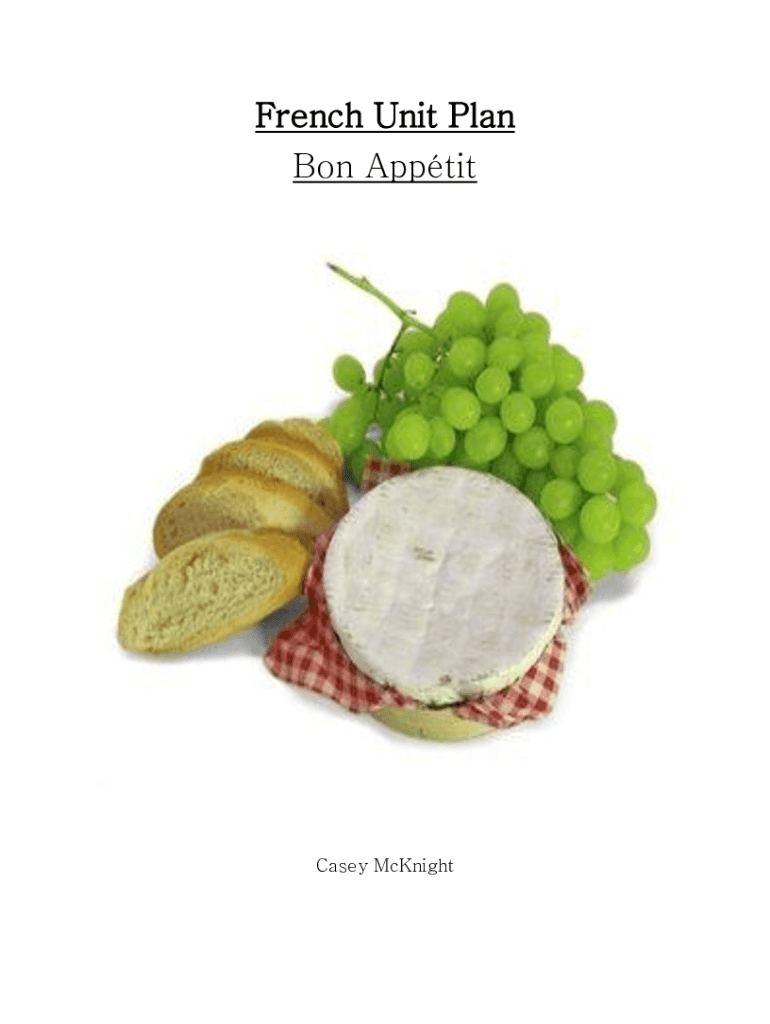 Fillable Online Unit Plan - French Unit Plan - Template - Up to Six ...