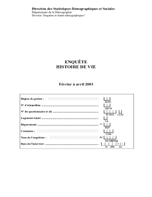 Fillable Online Questionnaire Histoire de vie 2003. Insee - Histoire de ...