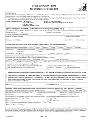 Fillable Online Group Life Claim Form for Employee or Dependent Fax ...