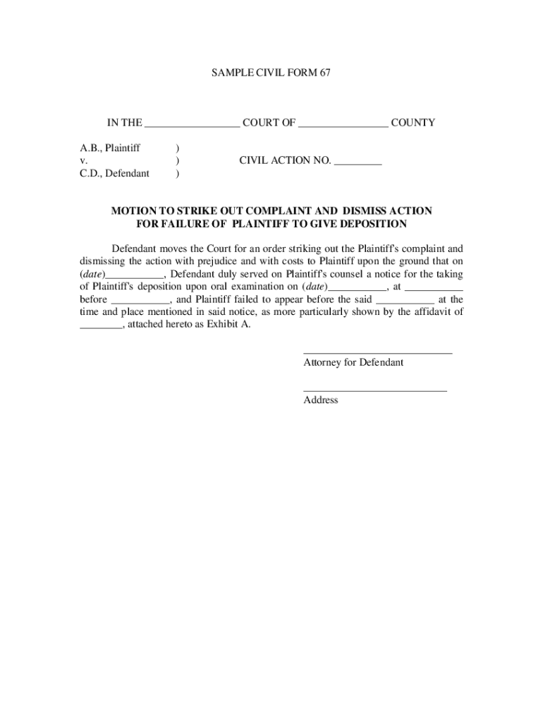 Fillable Online judicial alabama SAMPLE CIVIL FORM 67 IN THE COURT OF ...