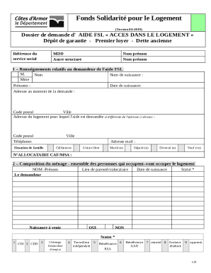 Fillable Online Fsl dossier, le fsl est une aide financire pour les ...