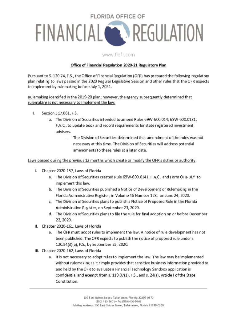 Fillable Online OFR Letterhead - Florida Office of Financial Regulation ...