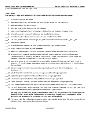 Fillable Online EAGLE SCOUT RANK APPLICATION ... - Boy Scouts of ...