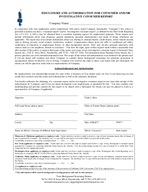 Fillable Online DISCLOSURE AND AUTHORIZATION REGARDING BACKGROUND ...