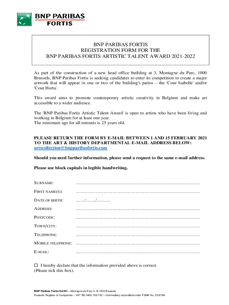 Fillable Online BNP PARIBAS FORTIS REGISTRATION FORM FOR THE BNP ...