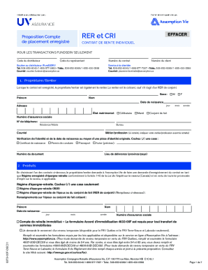 Fillable Online RER et CRI - Assomption Vie Fax Email Print - pdfFiller