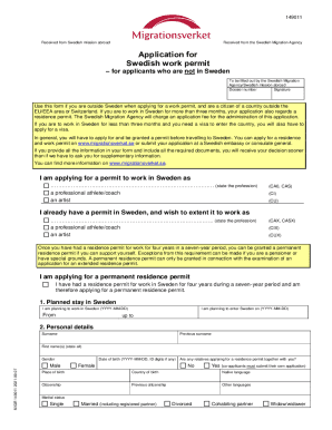 Fillable Online Application for Swedish work permit - for applicants ...