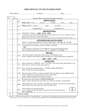 Fillable Online Mini-Mental State Exam (MMSE)Mini-Mental State ...