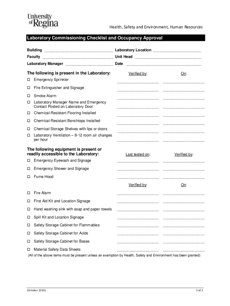Fillable Online Health and Safety Checklists: Free ...