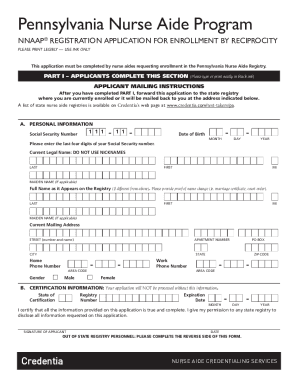 Fillable Online Pennsylvania Cna Reciprocity Online Application - Fill ...
